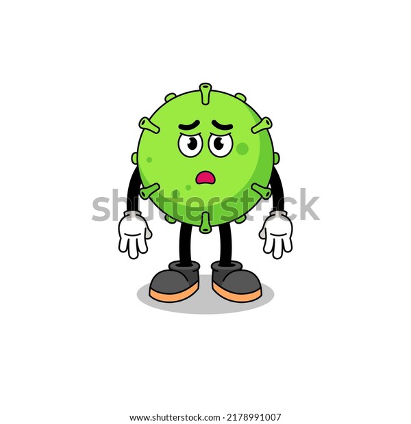 Vektor Stok Virus Cartoon Illustration Sad Face Character (Tanpa ...