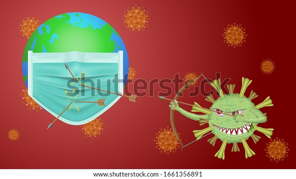 Virus Cell Scary Evil Face Shooting Stock Vector (Royalty Free) 1661356891