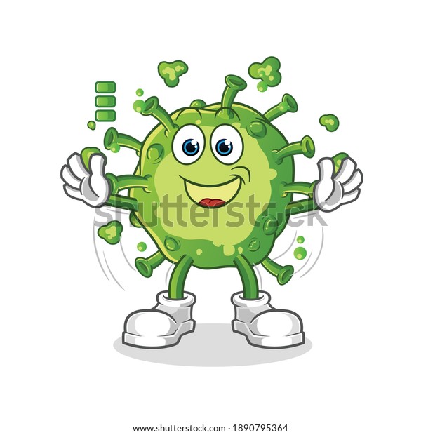Virus Full Battery Character Cartoon Mascot Stock Vector (Royalty Free ...
