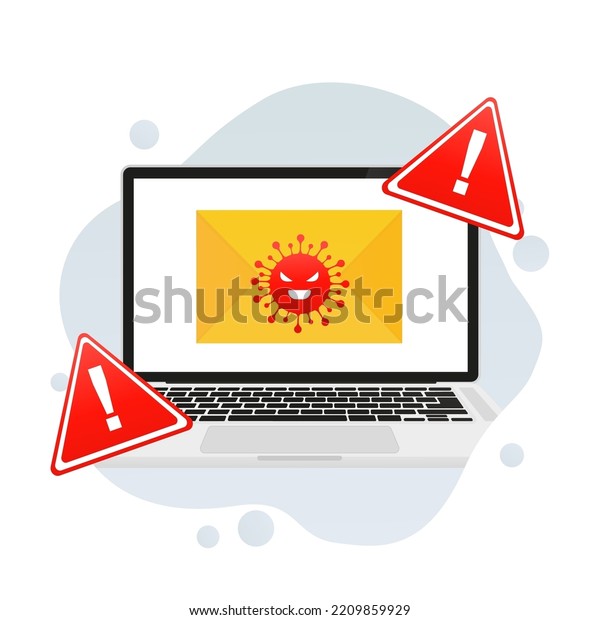 Virus Message Warning Signs On Laptop Stock Vector (Royalty Free ...