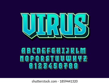 Virus Modern Font Style Custom Alphabet Stock Vector (Royalty Free ...