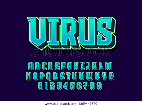 Virus Modern Font Style Custom Alphabet Stock Vector (Royalty Free ...