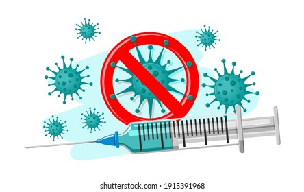 Virus Protection Concept Realistic Drawing Syringe Stock Vector ...