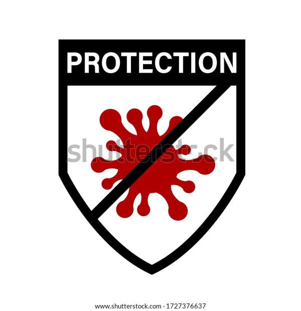 Virus Protection Shield Icon Microbe Shape Stock Vector (Royalty Free ...