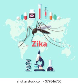 Virus Zika Flat Design Stock Vector (Royalty Free) 379846750 | Shutterstock