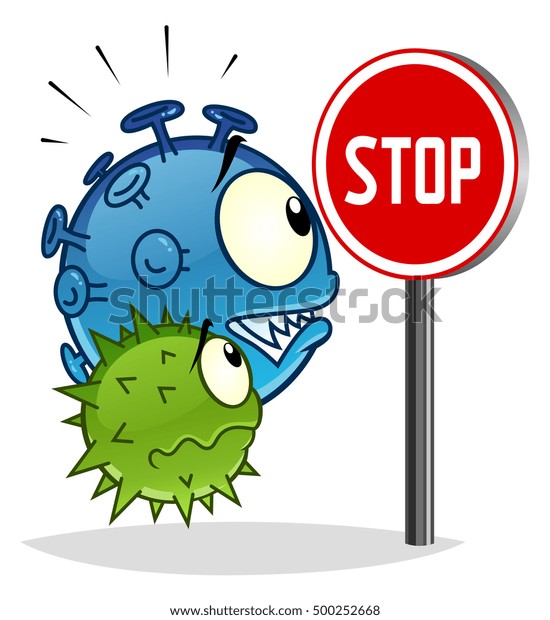 Viruses watching on stop sign.