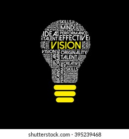 Vision Bulb Word Cloud Education Concept Stock Vector (Royalty Free ...