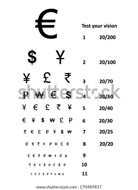 Vision Test Sight Currency Symbols Stock Vector (Royalty Free) 170489837