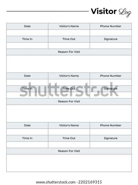 Visitor Log Book Template Visitor Logbook Stock Vector (Royalty Free ...