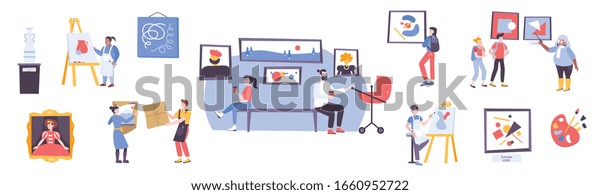 Visual Art Set Picture Gallery Flat Stock Vector (Royalty Free ...
