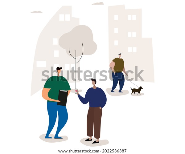 Visual Vector Illustration Street Guys Walking Stock Vector (Royalty ...