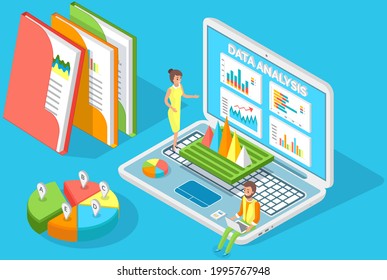 Visualize Business Analytics People Work Statistical Stock Vector ...