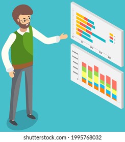 Visualize Business Analytics People Work Statistical: เวกเตอร์สต็อก ...