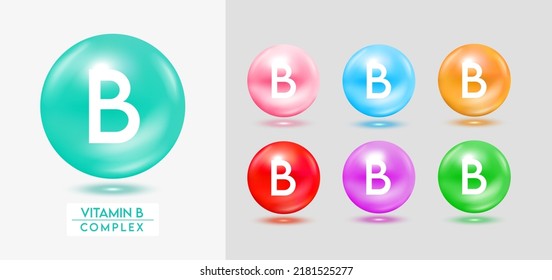 Vitamin B Complex Set Colorful Balls Stock Vector (Royalty Free ...