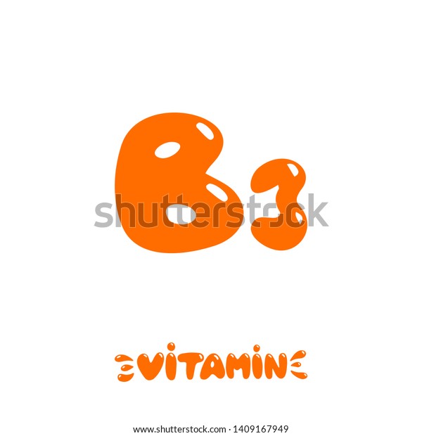 Vitamin B3 letter hand drawn. Medical symbol, icon.