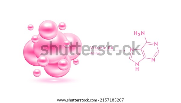 Vitamin B4 Pink Structural Chemical Formula: เวกเตอร์สต็อก (ปลอดค่า ...