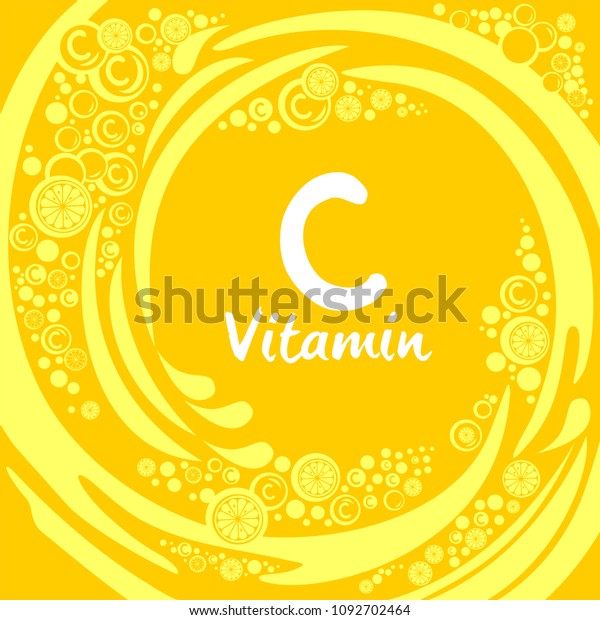Vitamin C Ascorbic Acid Yellow Background Stock Vector (Royalty Free ...