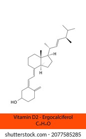 Vitamin D2 Ergocalciferol Skeletal Structure Molecular Stock Vector ...