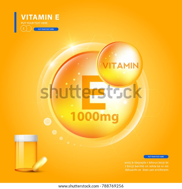 Vitamin E Gold Shining Pill Capsule Stock Vector (Royalty Free ...