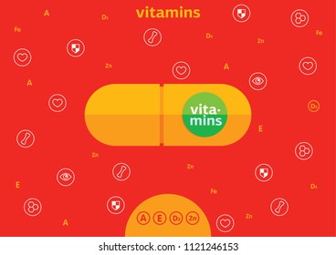 Vitamin Icons Health Background Pattern Stock Vector (Royalty Free ...