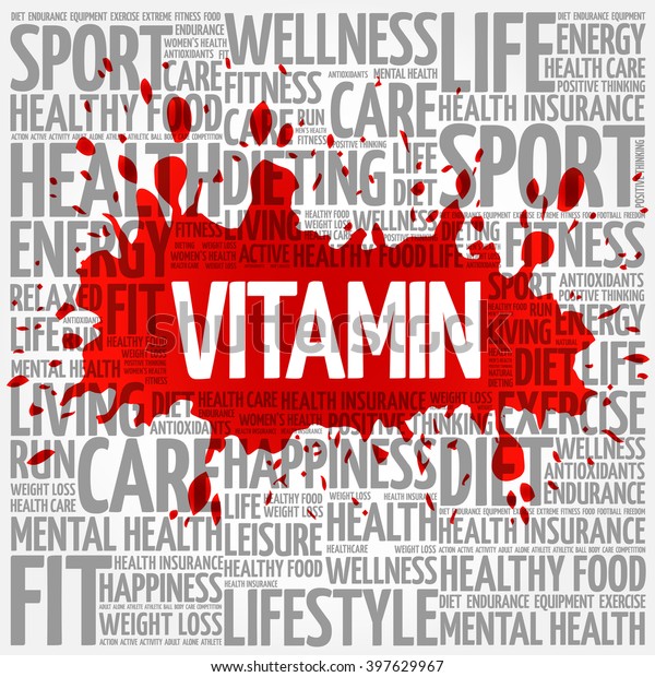 Vitamin Word Cloud Background Health Concept Stock Vector (Royalty Free ...
