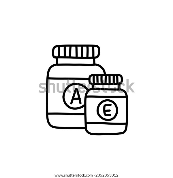 Vitamins Doodle Icon Vector Line Illustration Stock Vector (Royalty ...