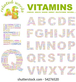 Vitamins Vector Letter Collection Wordcloud Illustration Stock Vector ...