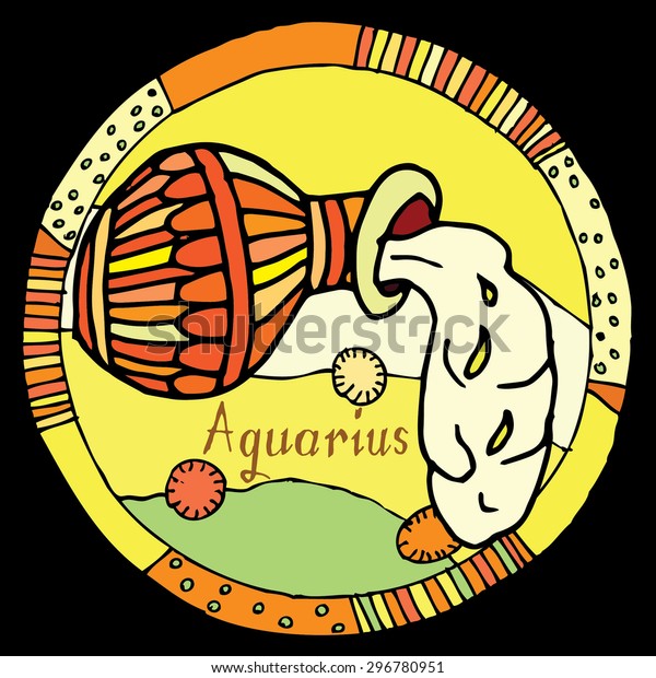 Vivid Aquarius Horoscope Sign Vectorized Hand Stock Vector (Royalty ...