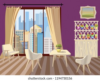 Vivid Background Interior Room Modern Furniture Stock Vector (Royalty ...