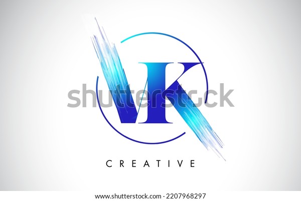 Vk Brush Stroke Letter Logo Design Stock Vector (Royalty Free ...
