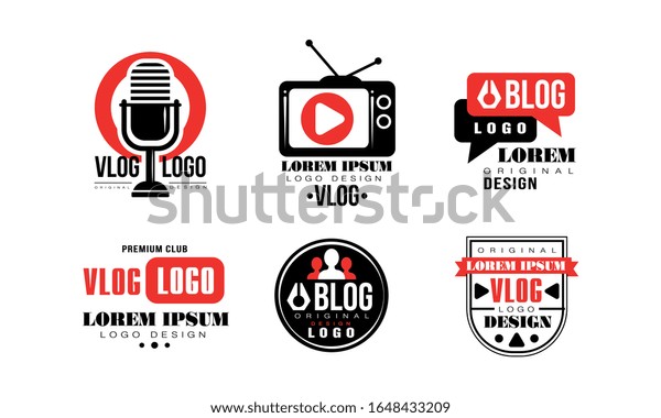 Vlog Logo Design Collection Video Blog Stock Vector (Royalty Free ...