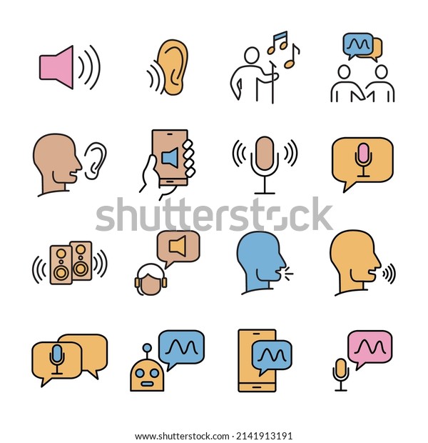 Voice Icons Set Voice Pack Symbol: เวกเตอร์สต็อก (ปลอดค่าลิขสิทธิ์ ...