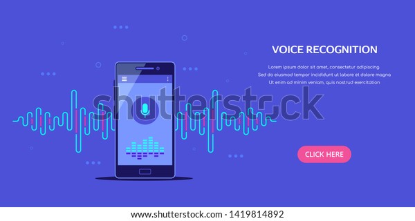 Voice Recognition System Concept Banner Smartphone Stock Vector ...