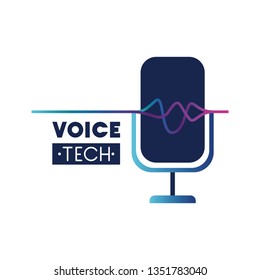 Voice Tech Label Microphone Sound Wave Stock Vector (Royalty Free ...