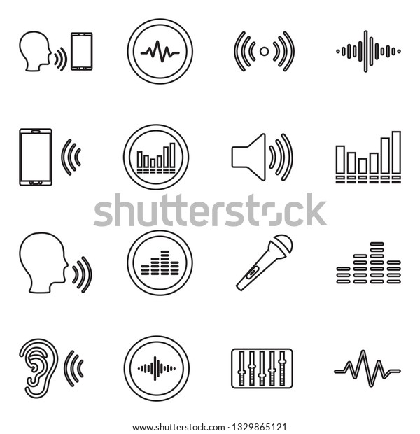 Voiceover Icons Thin Line Design Vector 스톡 벡터(로열티 프리) 1329865121
