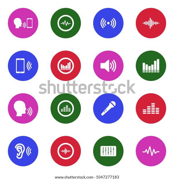 Voiceover Icons White Flat Design Circle Stock Vector (Royalty Free ...