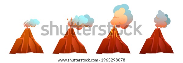 Volcanic Eruption Different Stages Volcano Erupts Stock Vector (Royalty ...