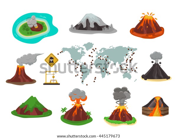 Volcano Magma Nature Blowing Lava Flowing Stock Vector (Royalty Free ...