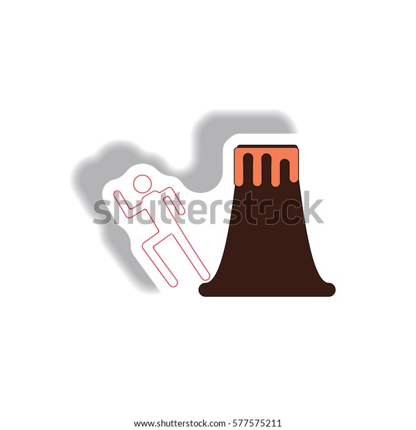 Volcano Man Silhouette Running Sticker Style Stock Vector (Royalty Free ...