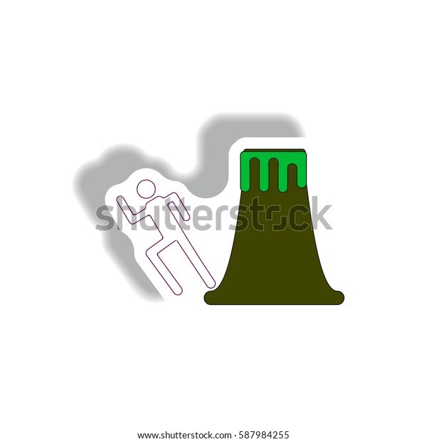 Volcano Man Silhouette Running Sticker Style Stock Vector (Royalty Free ...