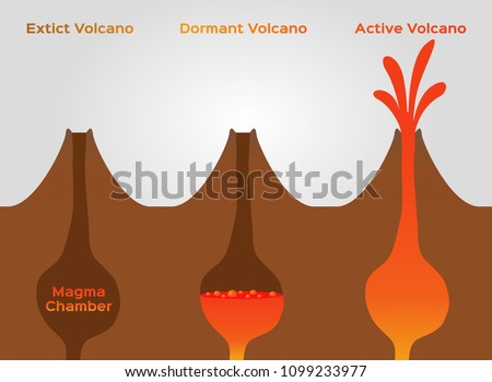 Volcano Stage Infographic Extinct Dormant Active Stock Vector (Royalty ...