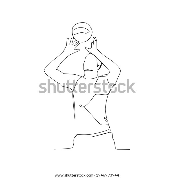 Volleyball Athelete Do Overhead Pass Continuous Stock Vector (Royalty ...