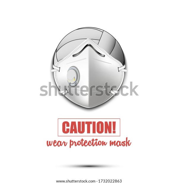 Volleyball Ball Protection Mask Caution Wear Stock Vector (Royalty Free ...