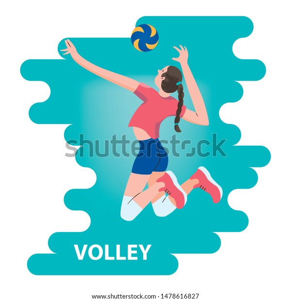 Volleyball Player Jump Serve Vector Illustration Stock Vector (Royalty ...