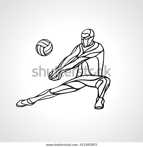 Volleyball Player Outline Silhouette Stock Vector (Royalty Free ...