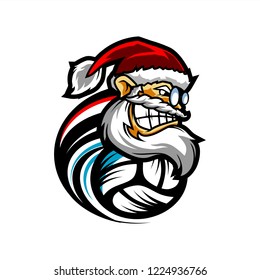 Volleyball Santa Logo Stock Vector (Royalty Free) 1224936766