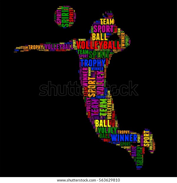 Volleyball Typography Word Cloud Colorful Vector Stock Vector (Royalty ...