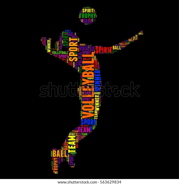 Volleyball Typography Word Cloud Colorful Vector Stock Vector (Royalty ...