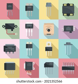 Voltage Regulator Icons Set Flat Vector Stock Vector (Royalty Free ...