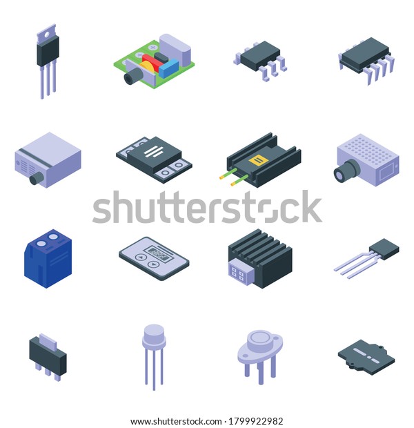Voltage Regulator Icons Set Isometric Set Stock Vector (Royalty Free ...